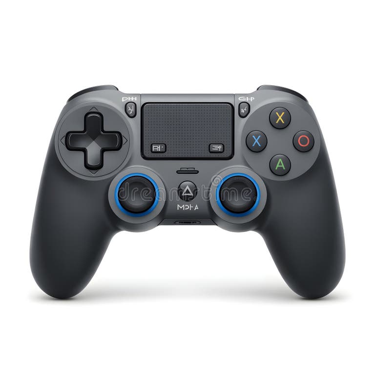 Wireless Game Controller with Buttons Visible Front View on White Stock ...