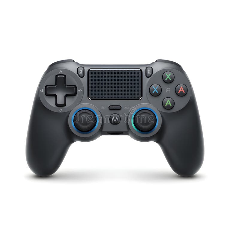 Wireless Game Controller with Buttons Visible Front View on White Stock ...