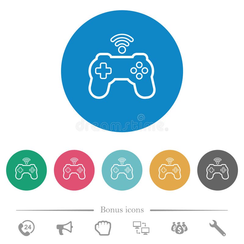 Wireless Game Controller Outline Flat Round Icons Stock Vector - Illustration of directions ...