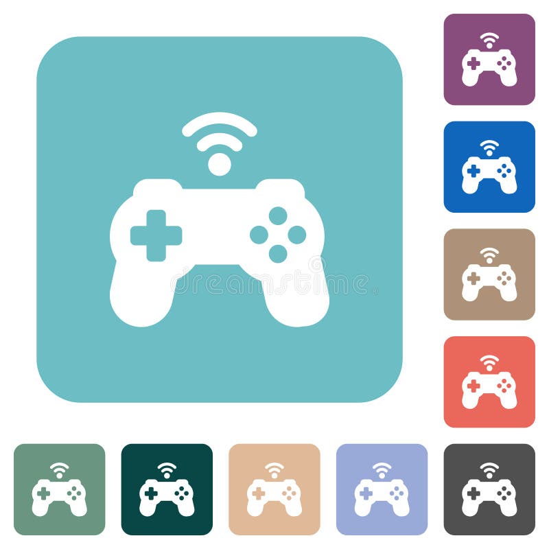 Wireless Game Controller Solid Rounded Square Flat Icons Stock Vector ...