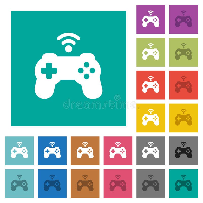 Wireless Game Controller Square Flat Multi Colored Icons Stock Vector ...