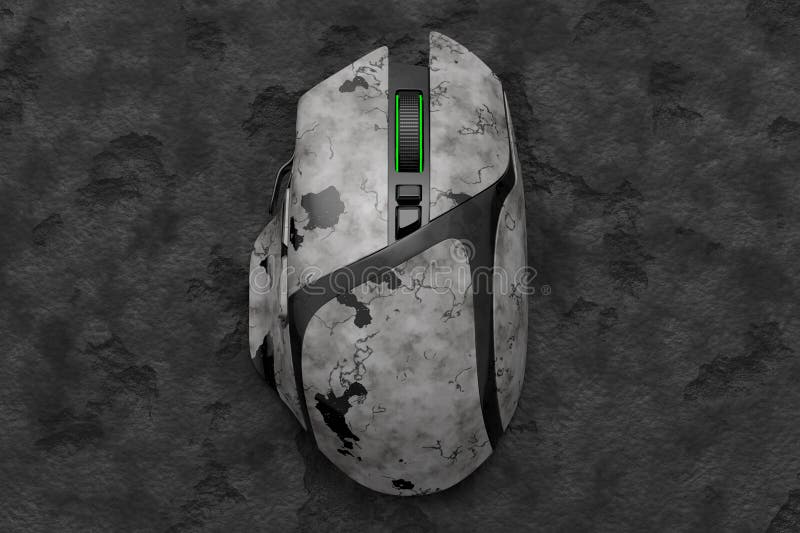 Wireless Gaming Computer Mouse with Black Marble Texture on Dark ...