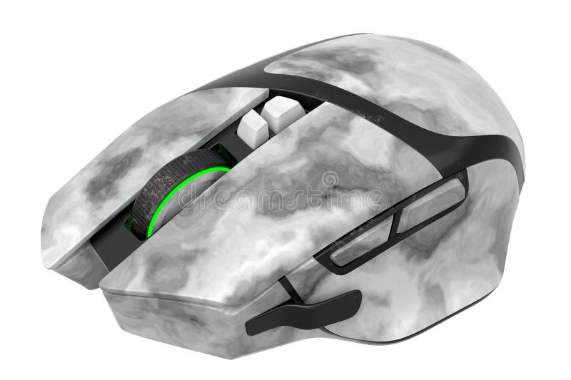 Wireless Gaming Computer Mouse with Black Marble Texture on White ...
