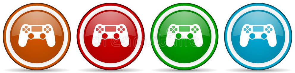 Wireless Gaming Controller, Gamepad Glossy Icons, Set of Modern Design ...