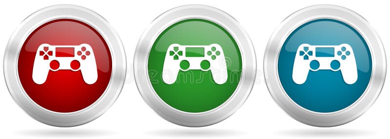 Wireless Gaming Controller, Gamepad Vector Icon Set. Red, Blue and ...