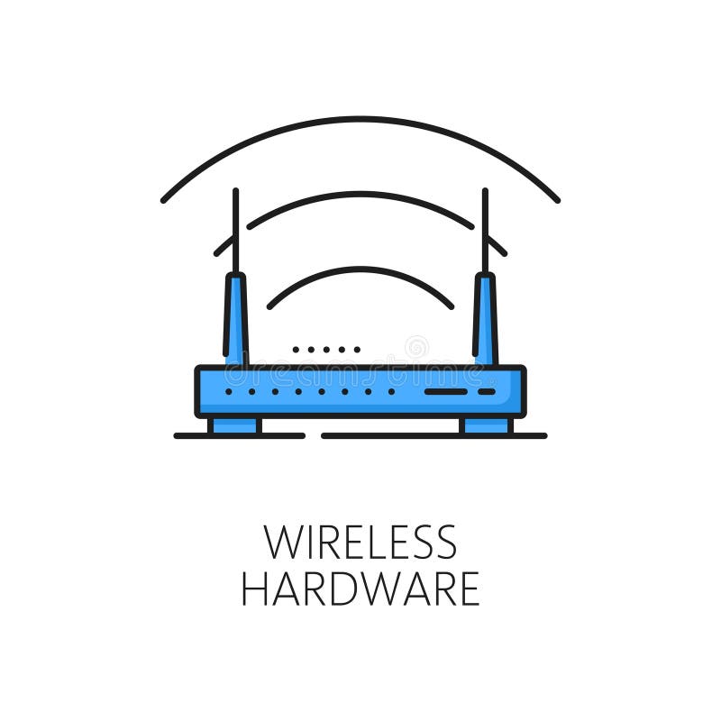 Wireless Hardware Line Icon, Internet Modem Router Stock Illustration ...