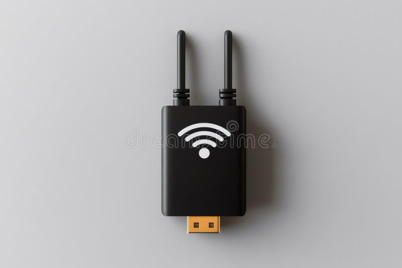 Wireless HDMI Dongle with Two Antennas Transmitting Data on Gray ...
