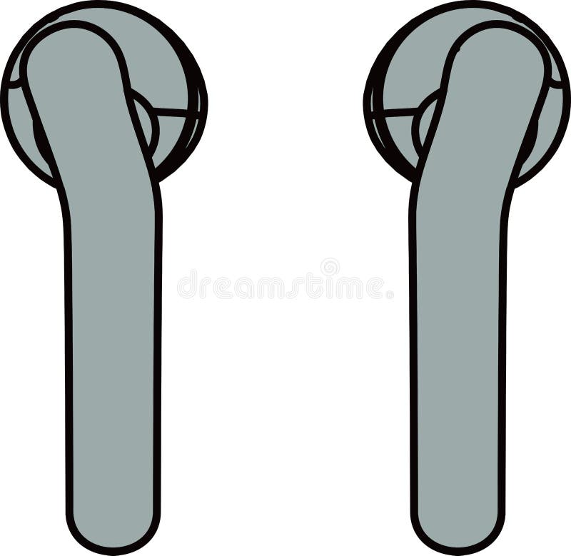 Vector Illustration of a Pair of Gray Bluetooth Wireless Headphones ...