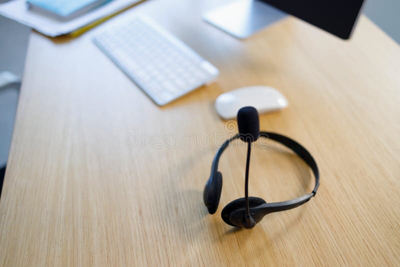 Wireless Headset on Call Center Office Desk. Stock Photo - Image of ...