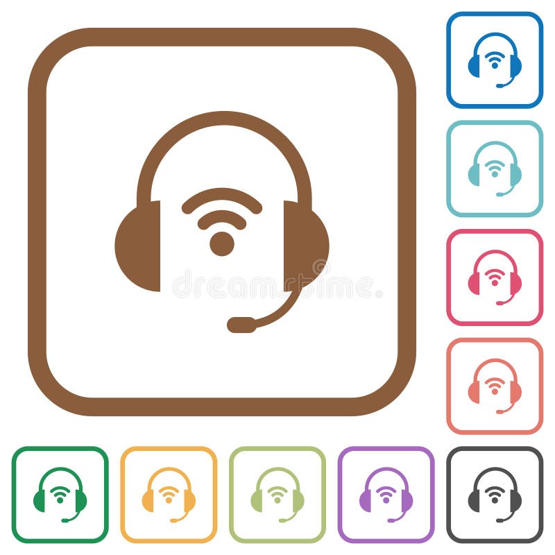 Wireless Headset Simple Icons Stock Vector - Illustration of curved ...