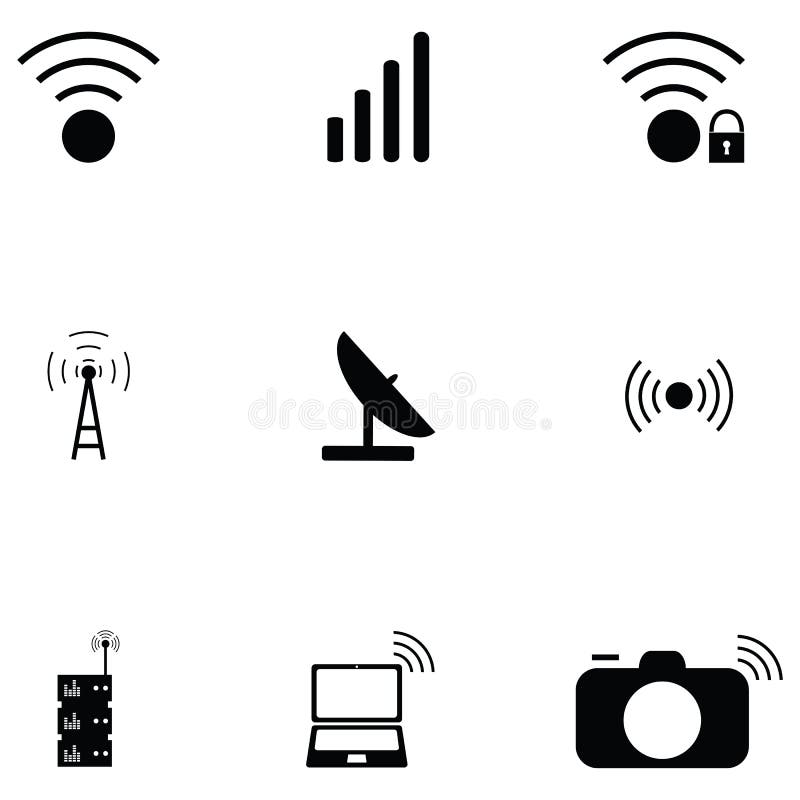 Wireless icon set stock vector. Illustration of wave - 107354699