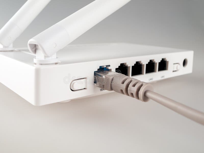 Wireless Internet Connection at Home Via Wi-Fi Transmitter Router Stock ...