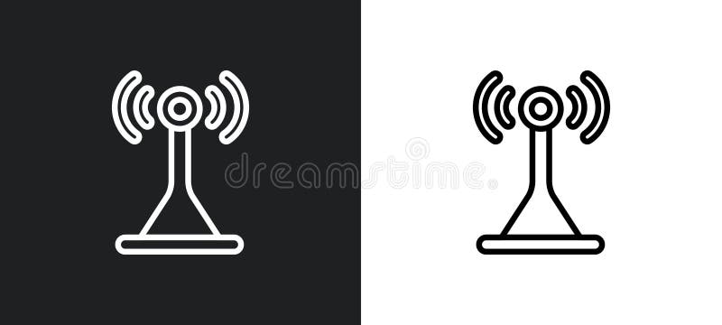 Wireless Internet Connection Outline Icon in White and Black Colors ...