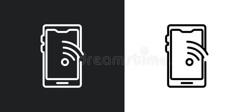 Wireless Internet Connection Outline Icon in White and Black Colors ...
