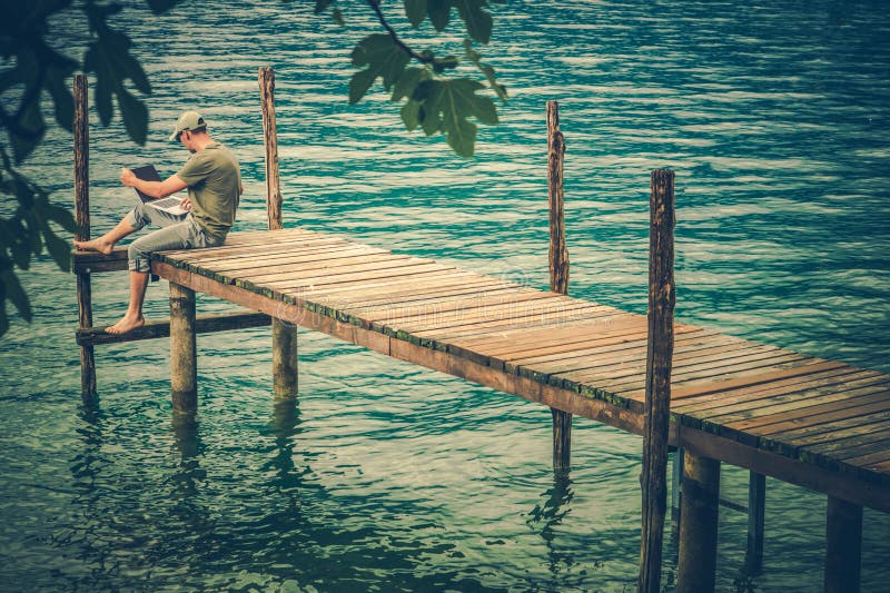 Wireless Internet Remote Work while on Vacation Stock Image - Image of ...