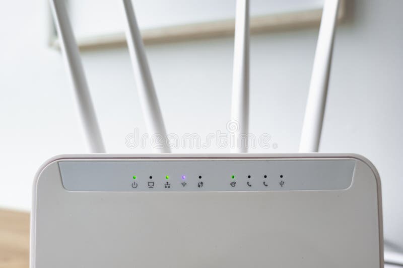 Wireless Internet Router Close-up in a Room or Office Stock Photo ...