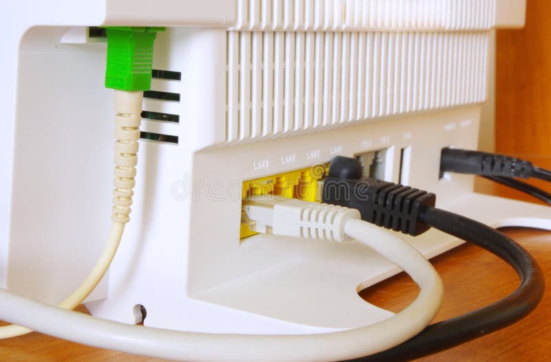Fiber Optic Internet,network Cable Connected To a Router, Internet ...
