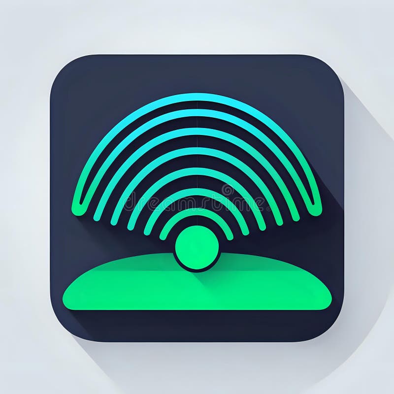 Wireless Internet Signal Waves with Glowing Futuristic Effect and ...