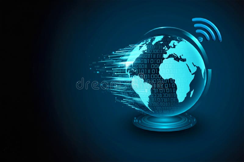 Wireless Internet Wifi Connection. Big Data Binary Code Flow Numbers Stock Illustration ...