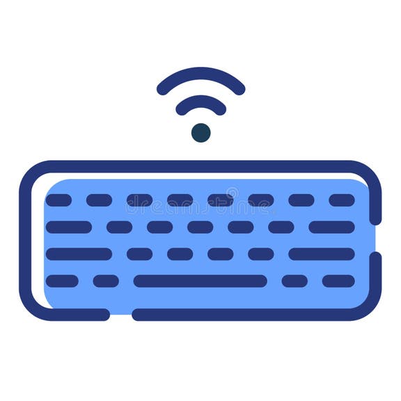 Wireless Keyboard Hardware Single Isolated Icon with Dash or Dashed ...