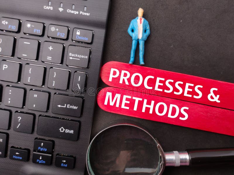 Wireless Keyboard and Magnifying Glass with Word "PROCESS and METHODS ...