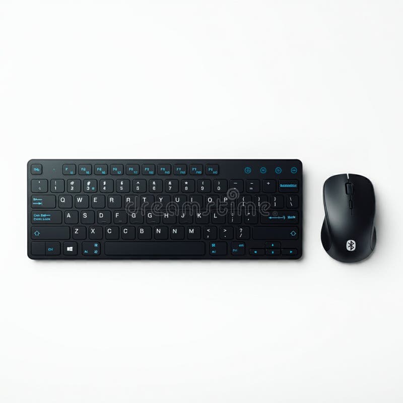 Wireless Keyboard and Mouse Set Against a White Background. the ...