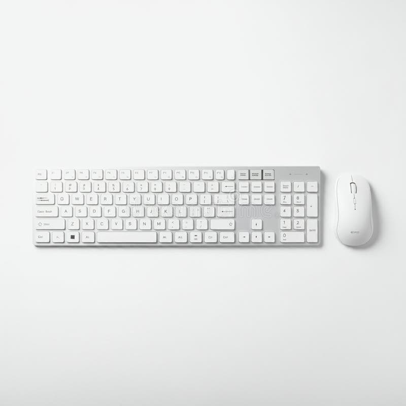 A Wireless Keyboard and Mouse Set on a White Background. the Keyboard ...