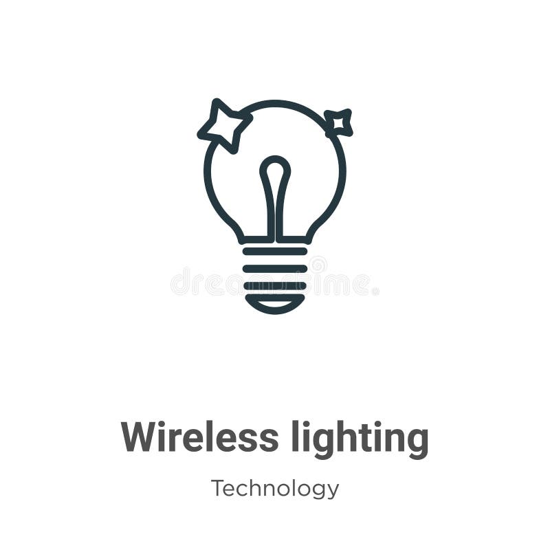 Wireless Lighting Outline Vector Icon. Thin Line Black Wireless ...