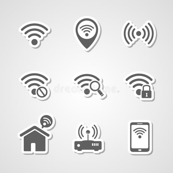 Wireless Local Network Internet Access Point Icons Stock Vector ...
