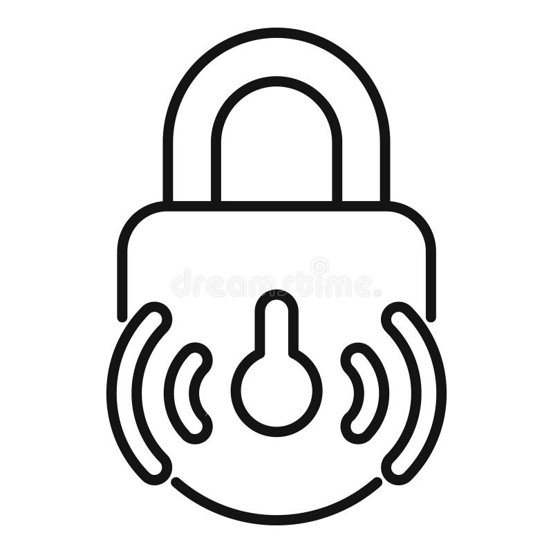Wireless Lock Padlock Icon Outline Vector. Stop Theft Stock Vector ...