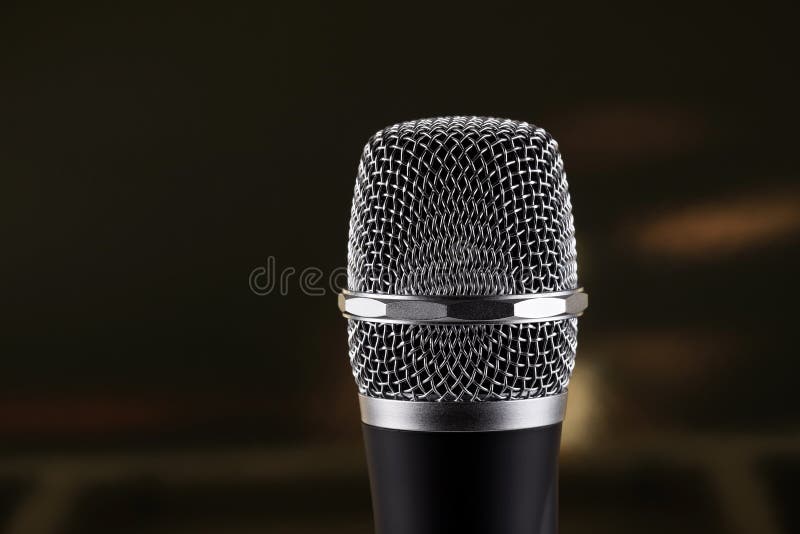 Wireless Microphone on Black Background Stock Image - Image of cordless ...