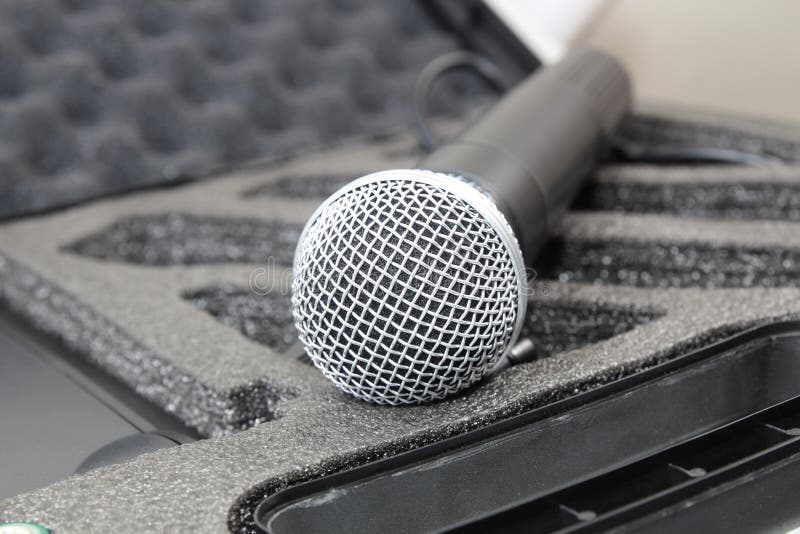 Wireless Microphone with Receiver on Black Box Stock Image - Image of ...