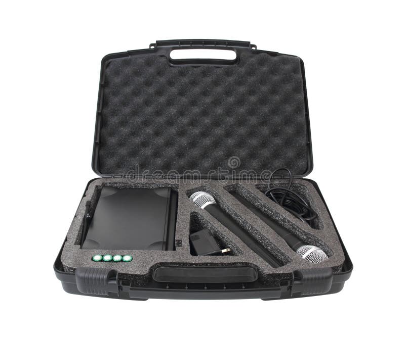 Wireless Microphone with Receiver on Black Box Stock Image - Image of ...