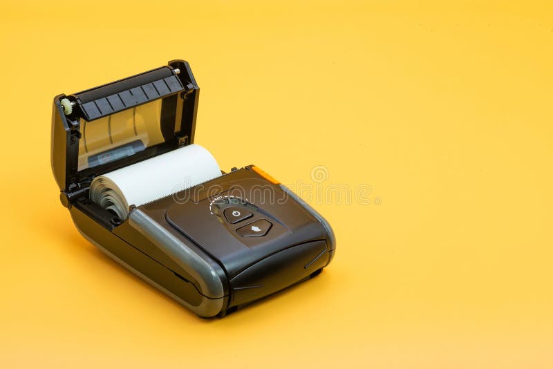 Wireless Mobile Printer with Open Cover Showing Paper Roll Ready for ...