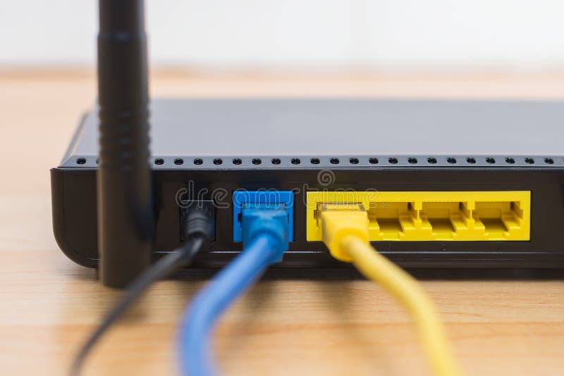 Cable Connecting To Modern Wireless Wi-fi Router Stock Image - Image of ...