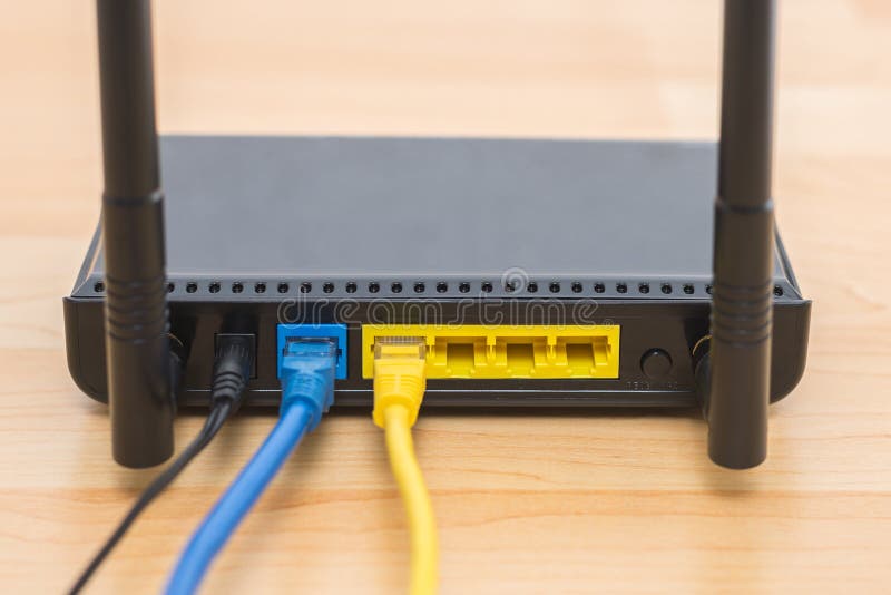 Wireless Modem Router with Cable Connecting Stock Photo - Image of ...