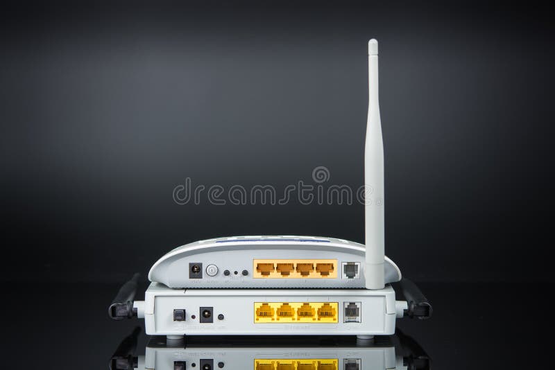 Wireless Modem Router Network Hub with Cable Connect Stock Photo ...