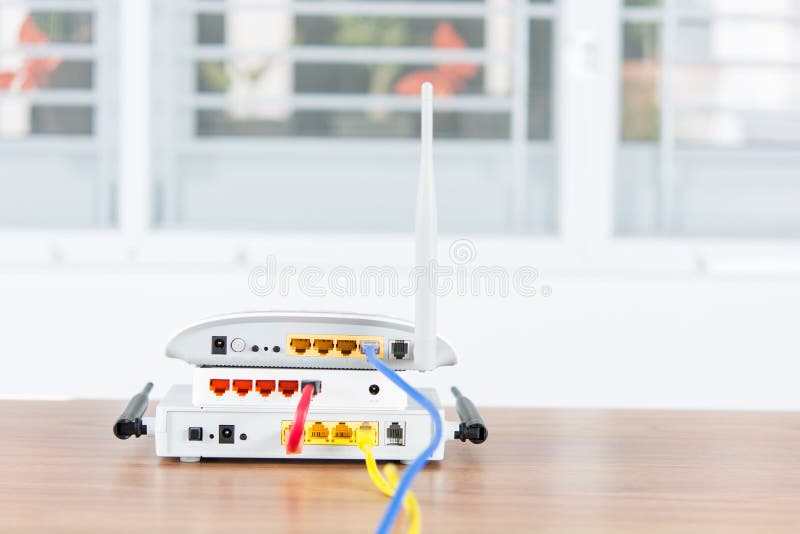 Wireless Modem Router Network Hub with Cable Connect Stock Image ...