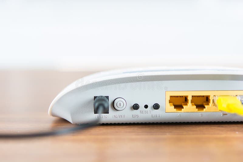 Wireless Modem Router Network Hub with Cable Connect Stock Photo ...