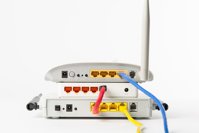 Wireless Modem Router Network Hub with Cable Connect Stock Image ...