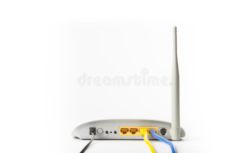 Wireless Modem Router Network Hub with Cable Connect Stock Photo ...