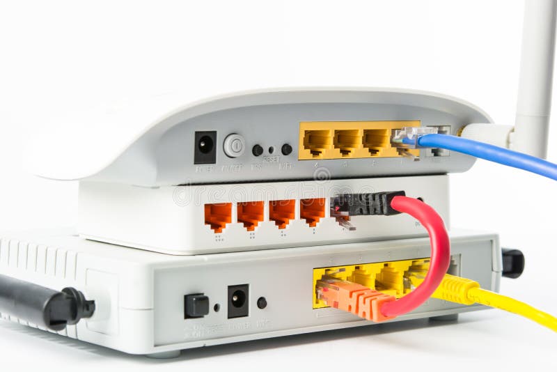 Wireless Modem Router Network Hub with Cable Connect Stock Image ...