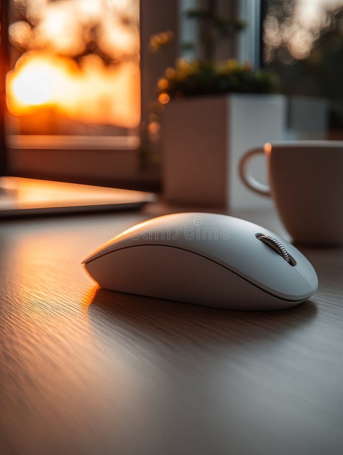 Wireless Mouse Desk Window Sunset Coffee Cup Stock Photos - Free ...
