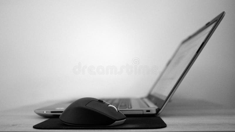 Wireless Mouse in Front of a Laptop Stock Image - Image of view, scroll ...