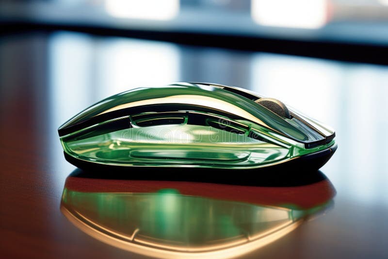 A Wireless Mouse on a Glass Desk Stock Photo - Image of generated ...
