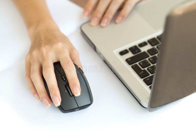 Wireless mouse with hand stock image. Image of hand, wireless - 25109011