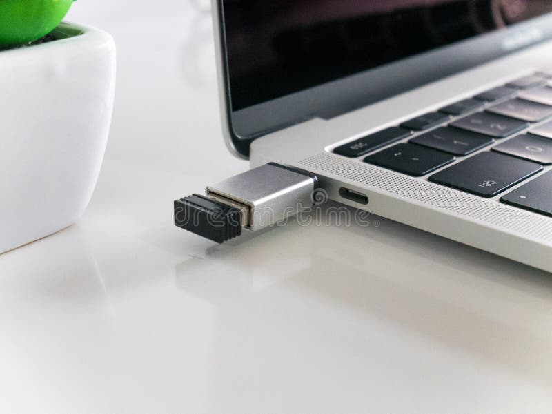 Wireless Mouse Nano Receiver with a USB Type-C Adapter Converter Stock ...