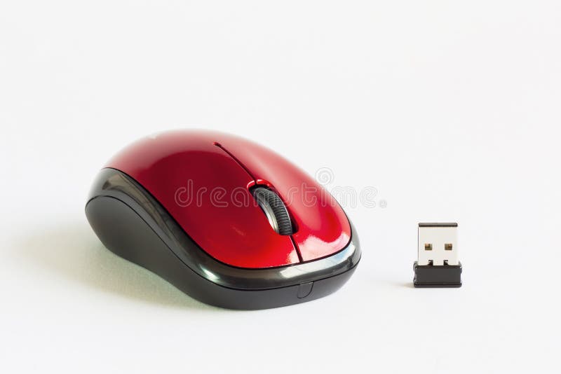 Wireless mouse red color. stock photo. Image of easy - 26825492
