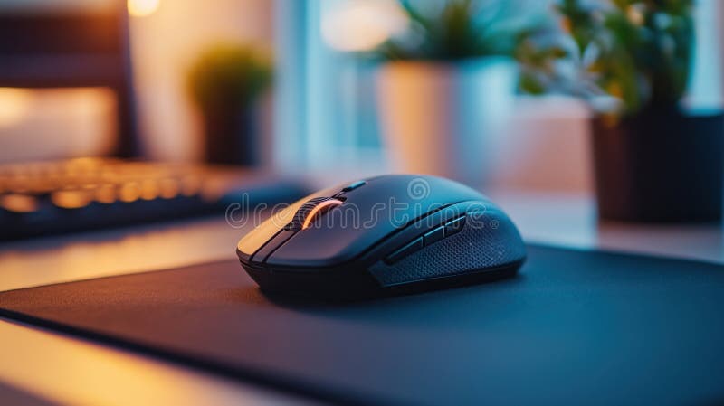 Wireless Mouse with a Scroll Wheel on a Mouse Pad, Ready for Use Stock ...