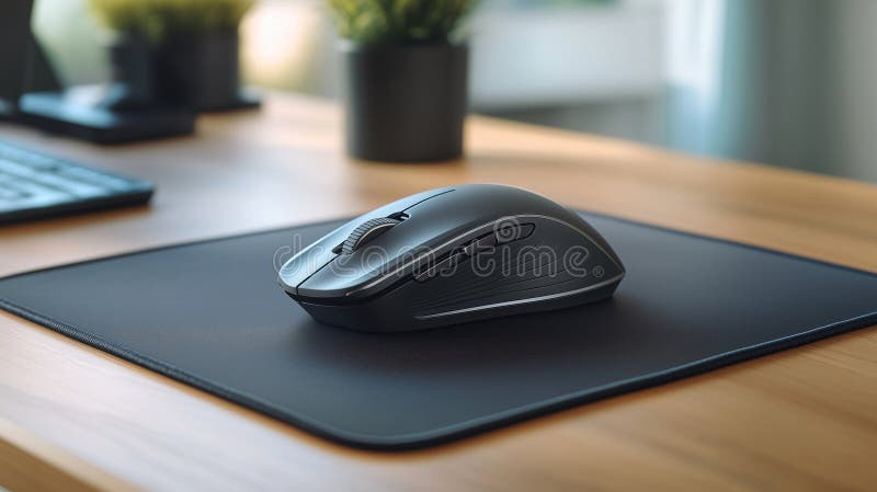 Wireless Mouse with a Scroll Wheel on a Mouse Pad, Ready for Use Stock ...
